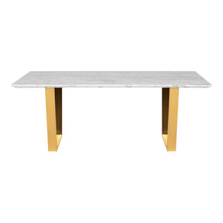 Lazzaro Dining Table White Marble Top Brushed Gold - Modern - Dining Tables - by V.S.D Furniture ...