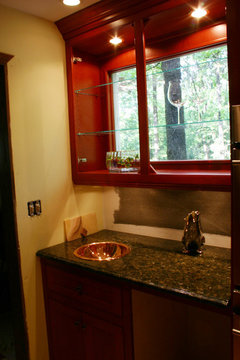 Glass door backless cabinets hung on window