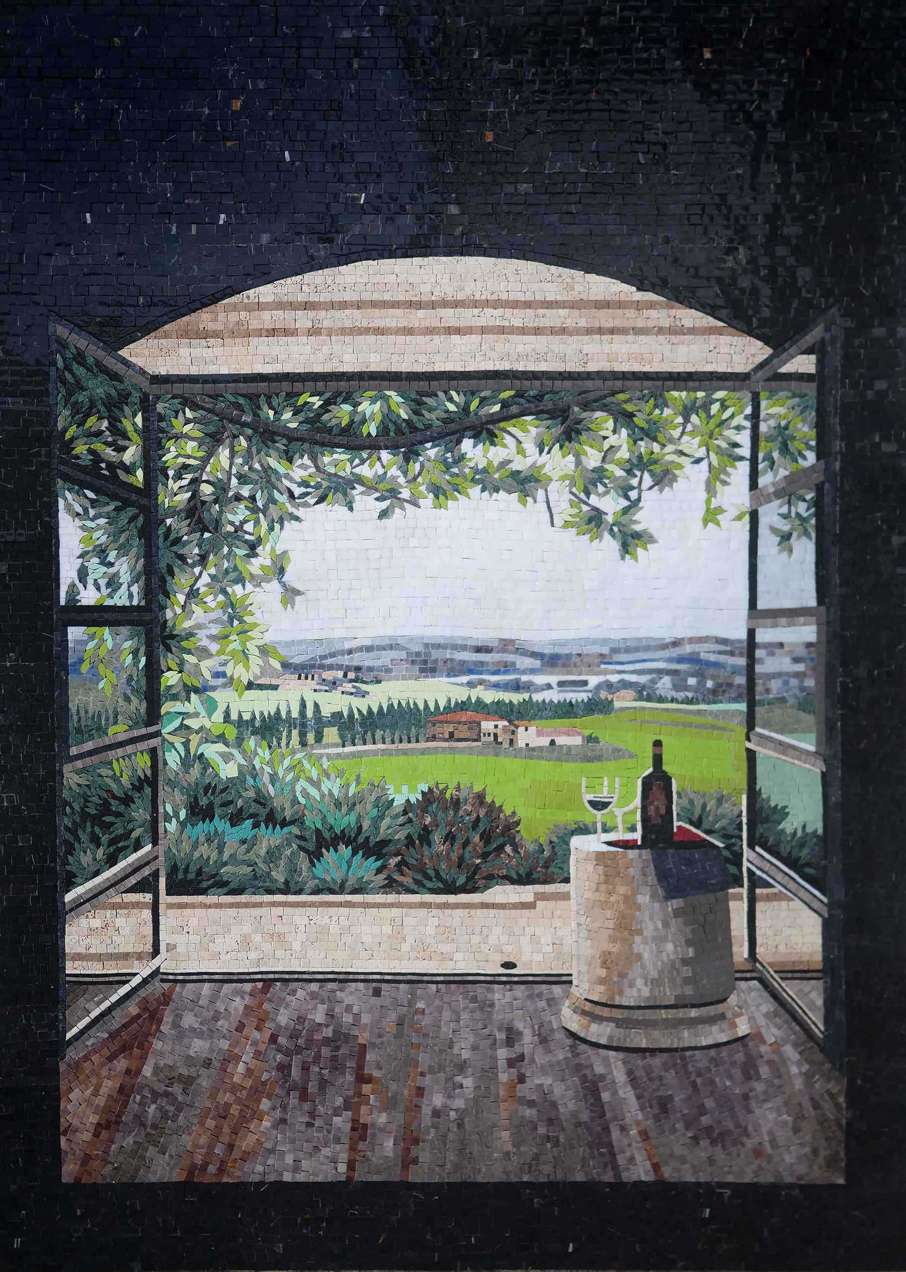 Mosaic Artwork - Panoramic Greenfield, 71" x 94" - Contemporary - Tile ...