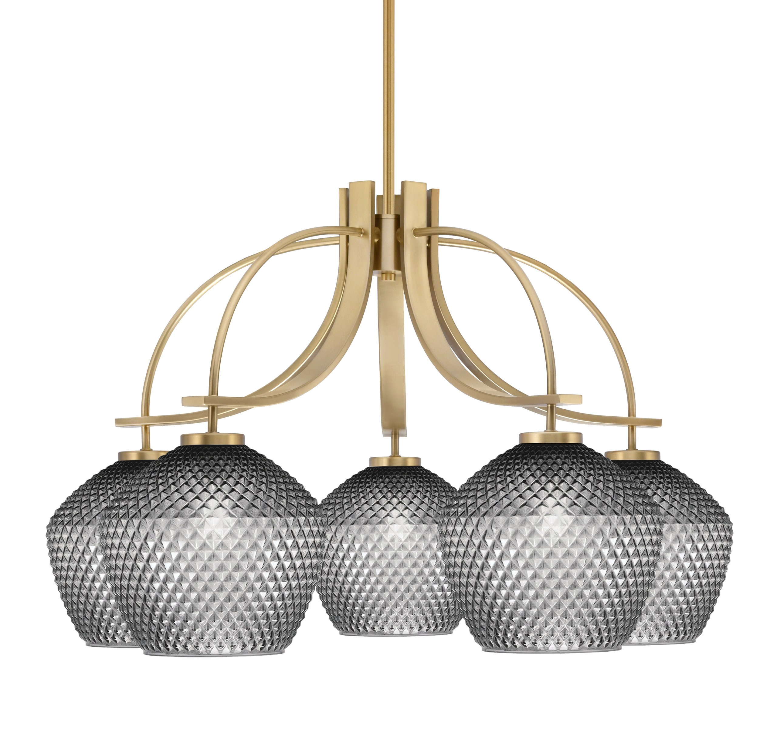 Cavella 5 Light, Chandelier, New Age Brass Finish, 9" Smoke Textured ...