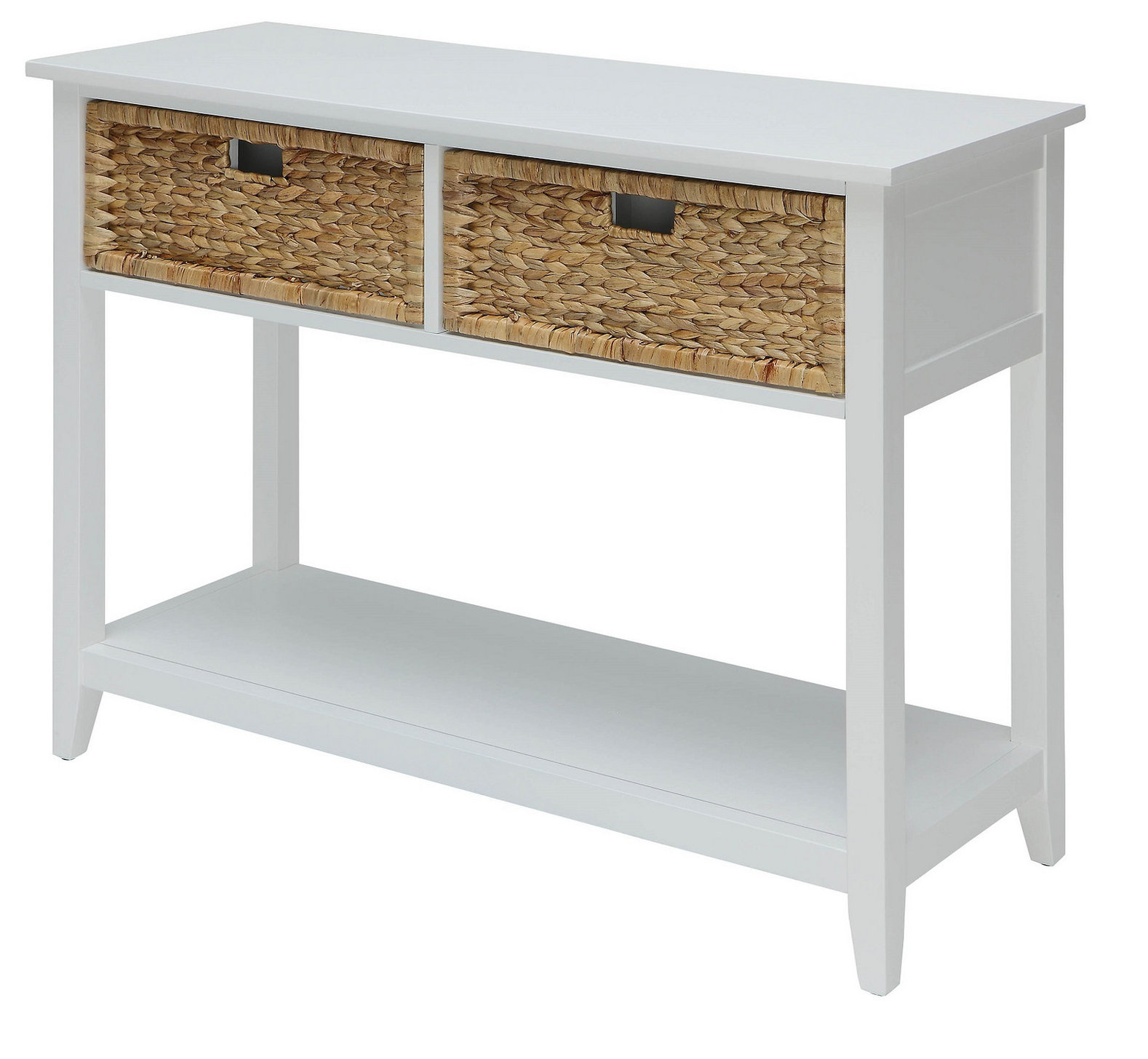 Console Table With Two Basket-like Front Drawers, White - Beach Style ...
