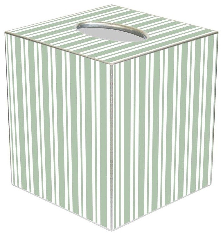 TB1123 - Sage Stripe Tissue Box Cover - Traditional - Tissue Box ...