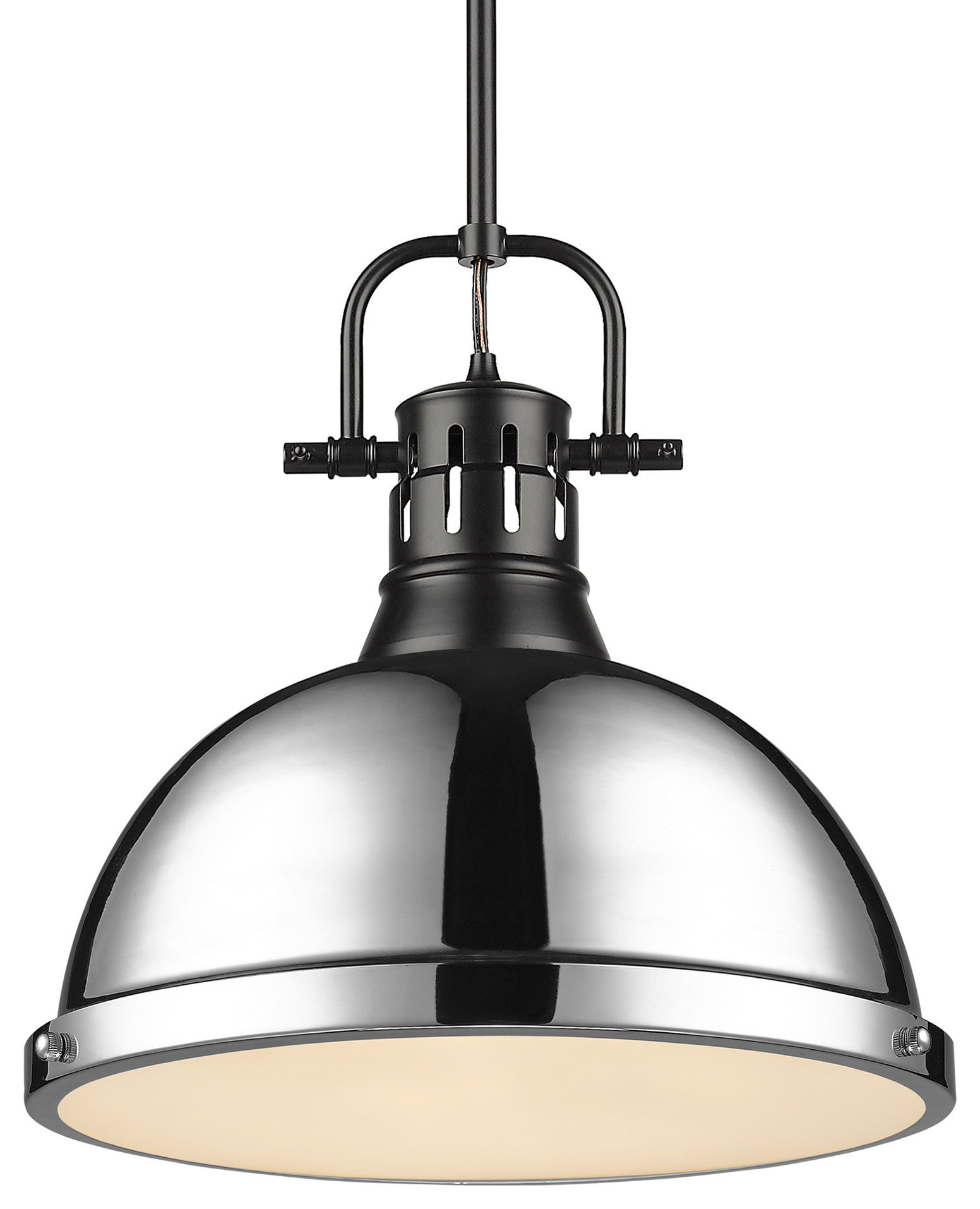 Duncan 1-Light Pendant With Rod, Matte Black With Chrome - Traditional ...