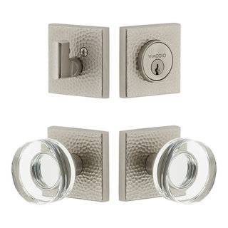 Quadrato Hammered Rosette, Circolo Crystal Knob And Deadbolt, 2.375 ...