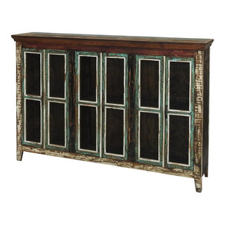 Multi Color Curio Cabinet With 4 Doors - Rustic - Buffets And ...