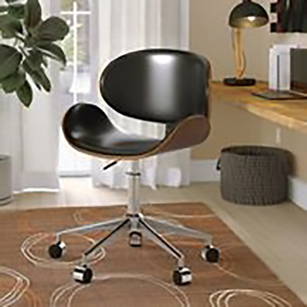 Pemberly Row Modern Faux Leather Task Chair in Walnut - Midcentury ...