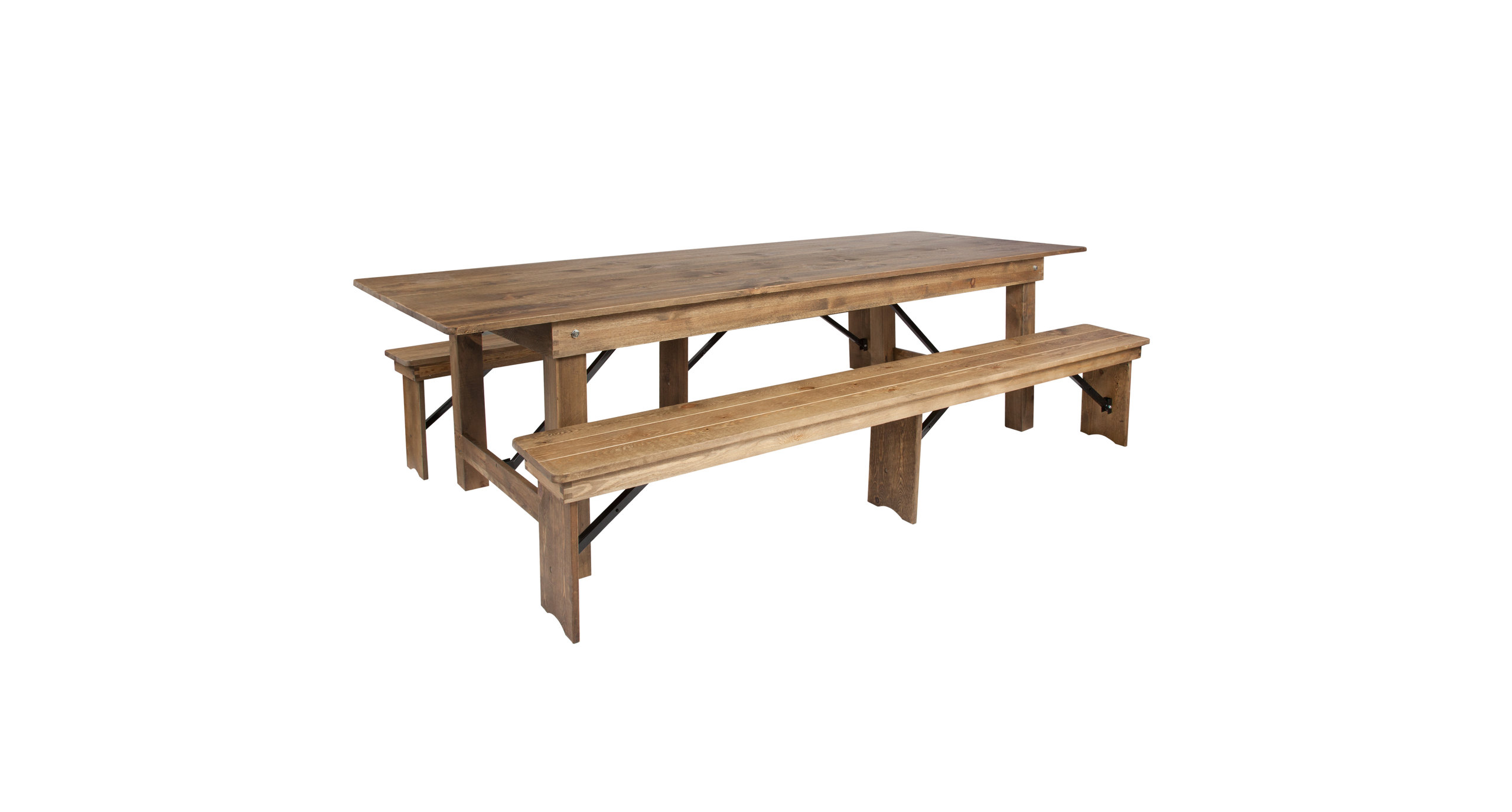HERCULES Series 9' x 40'' Antique Rustic Folding Farm Table and Two ...