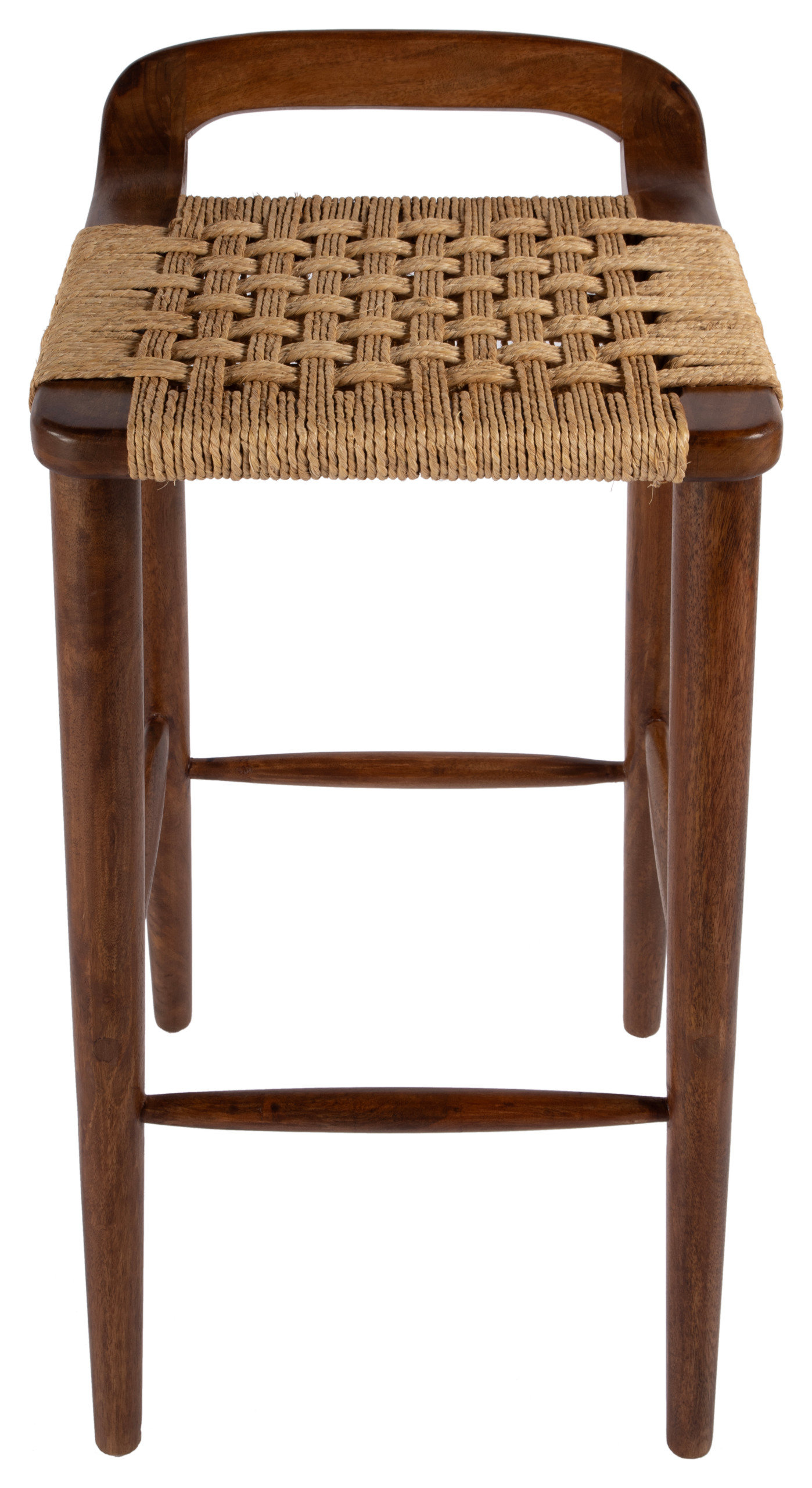 Luna 30 in. Seat Height Wood and Jute Woven Low Back Counter Stool ...