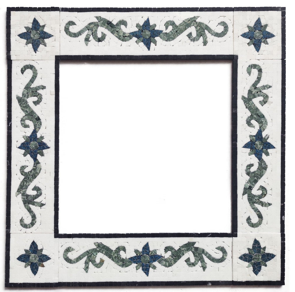 Elizabeth Emerald Sapphire Marble Mosaic Border Listello Tile Polished ...