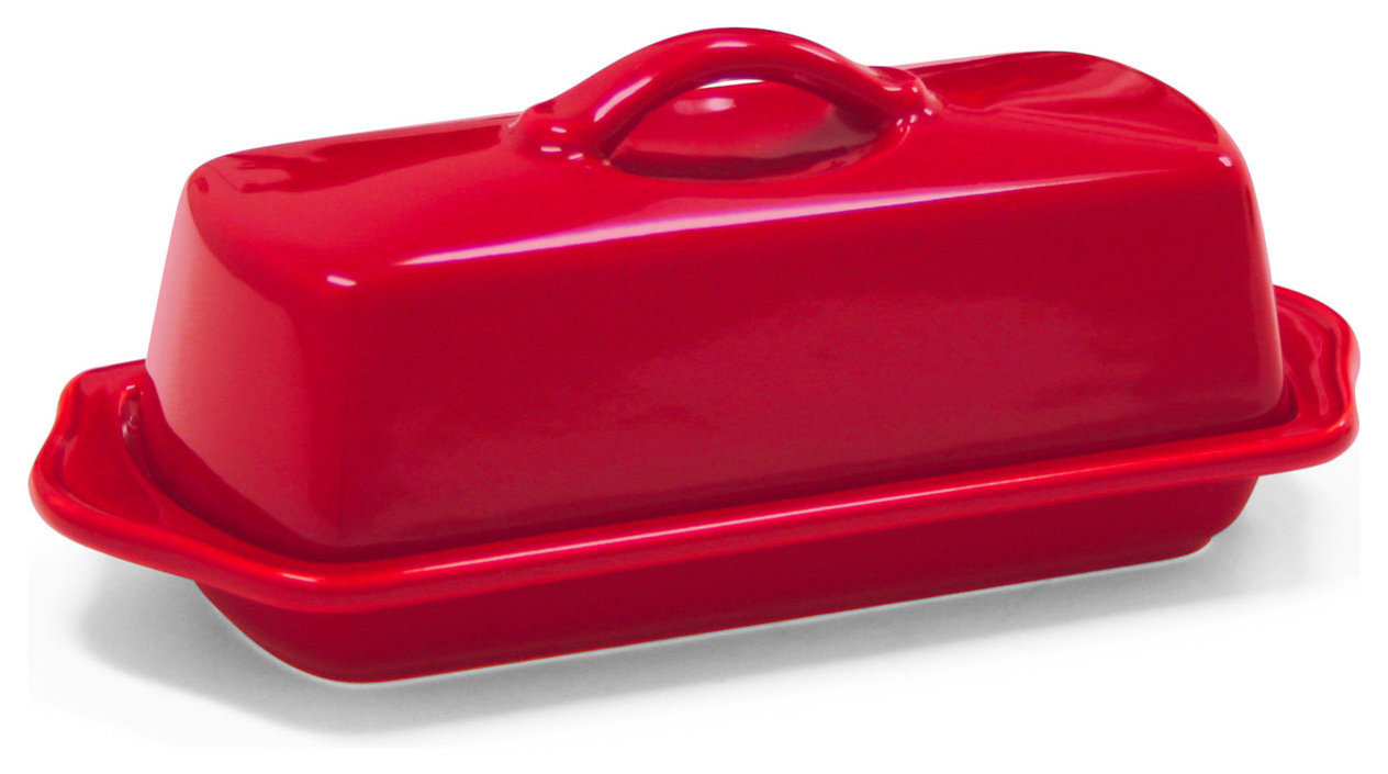 Chantal Red Stoneware Butter Dish, 8.5 Inch - Contemporary - Butter ...