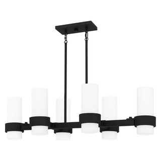 Kimora 6-Light Linear Chandelier, Matte Black - Transitional - Kitchen ...
