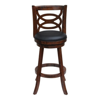 Boraam Wood Siena Bar Height Swivel Bar Stool in Walnut Finish ...