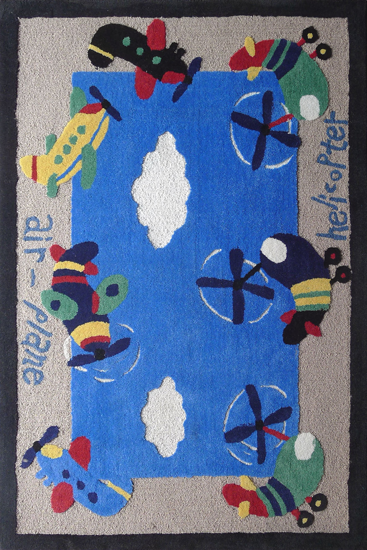 4'x6' Blue Kids Bedroom Area Rug With Plane Designs, Soft and Hand ...