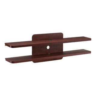 Bowery Hill Wood 2-Tier Floating TV Stand in Vintage Walnut Finish ...