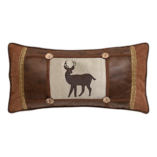 Framed Buck Rustic Cabin Throw Pillow, Insert Included, 14"x26 ...