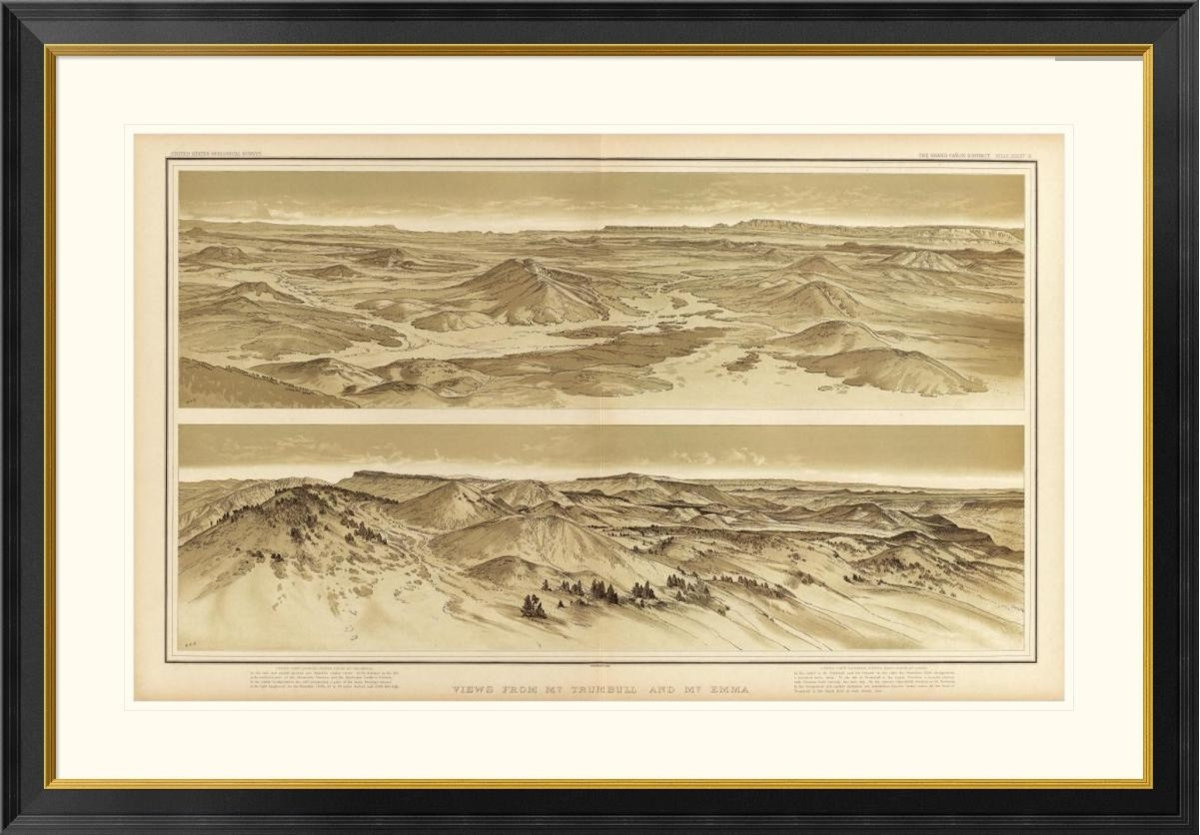 Grand Canyon, Views From Mt. Trumbull And Mt. Emma, 1882, 32"x1.5"x23 ...