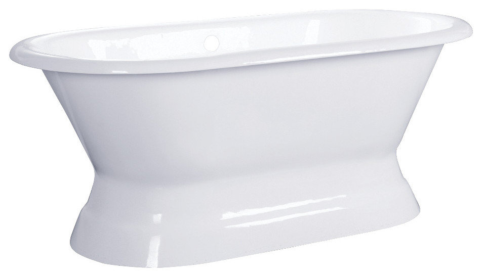 60-Inch Cast Iron Double Ended Pedestal Tub, White - Traditional ...