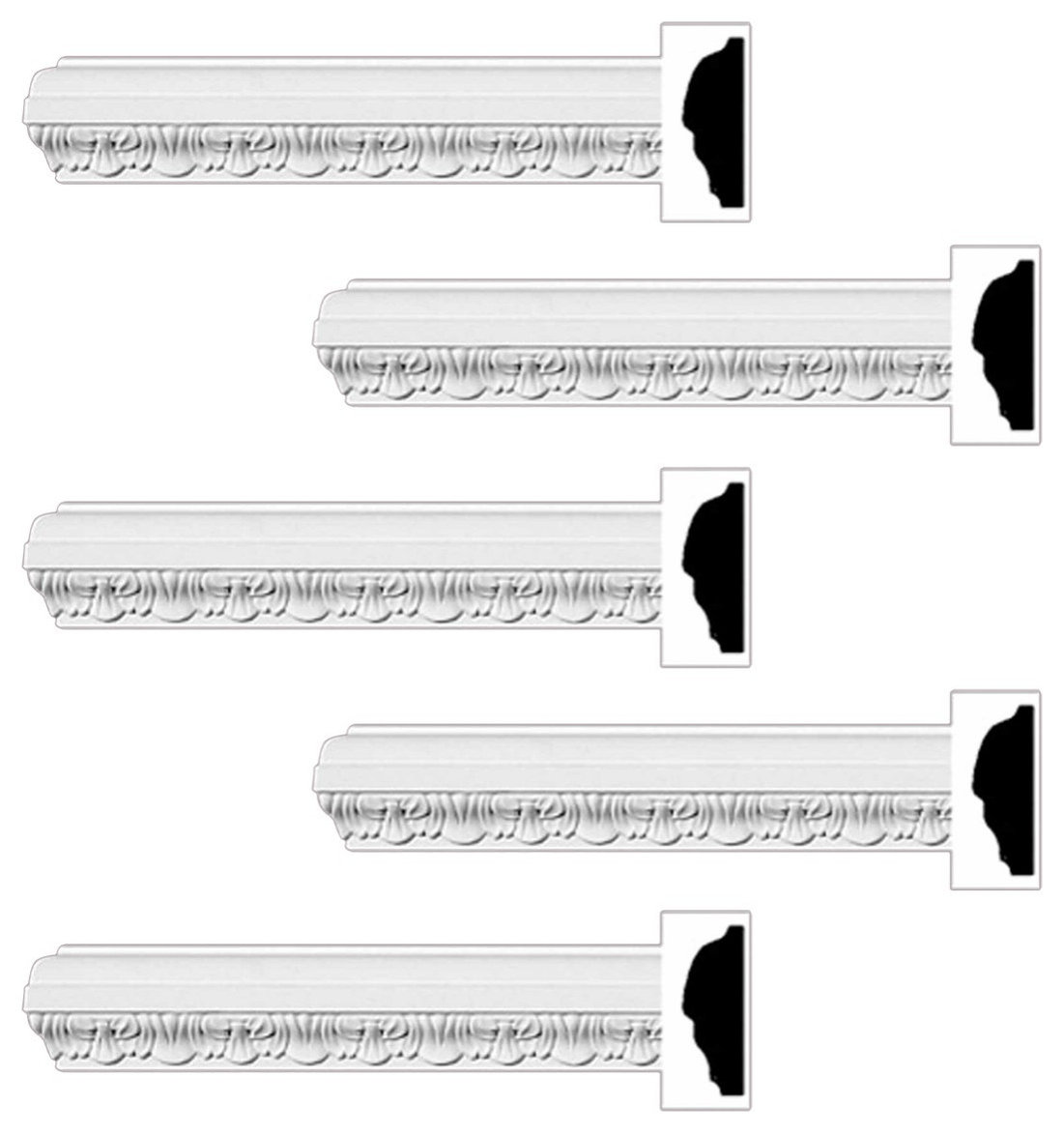 Ornate Cornice White Urethane Design 5 Pieces Totaling 470" Length ...