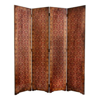 Classic Room Divider, Elegant Design With Rococo Patterned Faux Leather ...