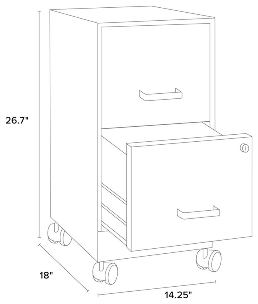 Pemberly Row 18" 2 Drawer Mobile Ultra Pedestal Metal File Cabinet ...