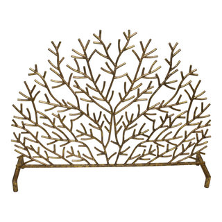 Luxe Gold Twig Branches Decorative Iron Firescreen Arch Fireplace ...