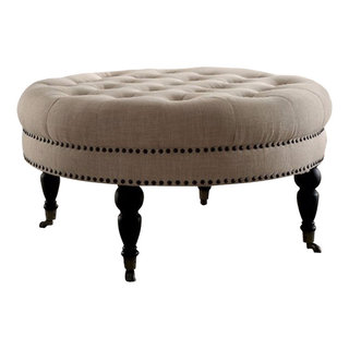 Contemporary Round Bench, Ivory Beige - Traditional - Upholstered ...