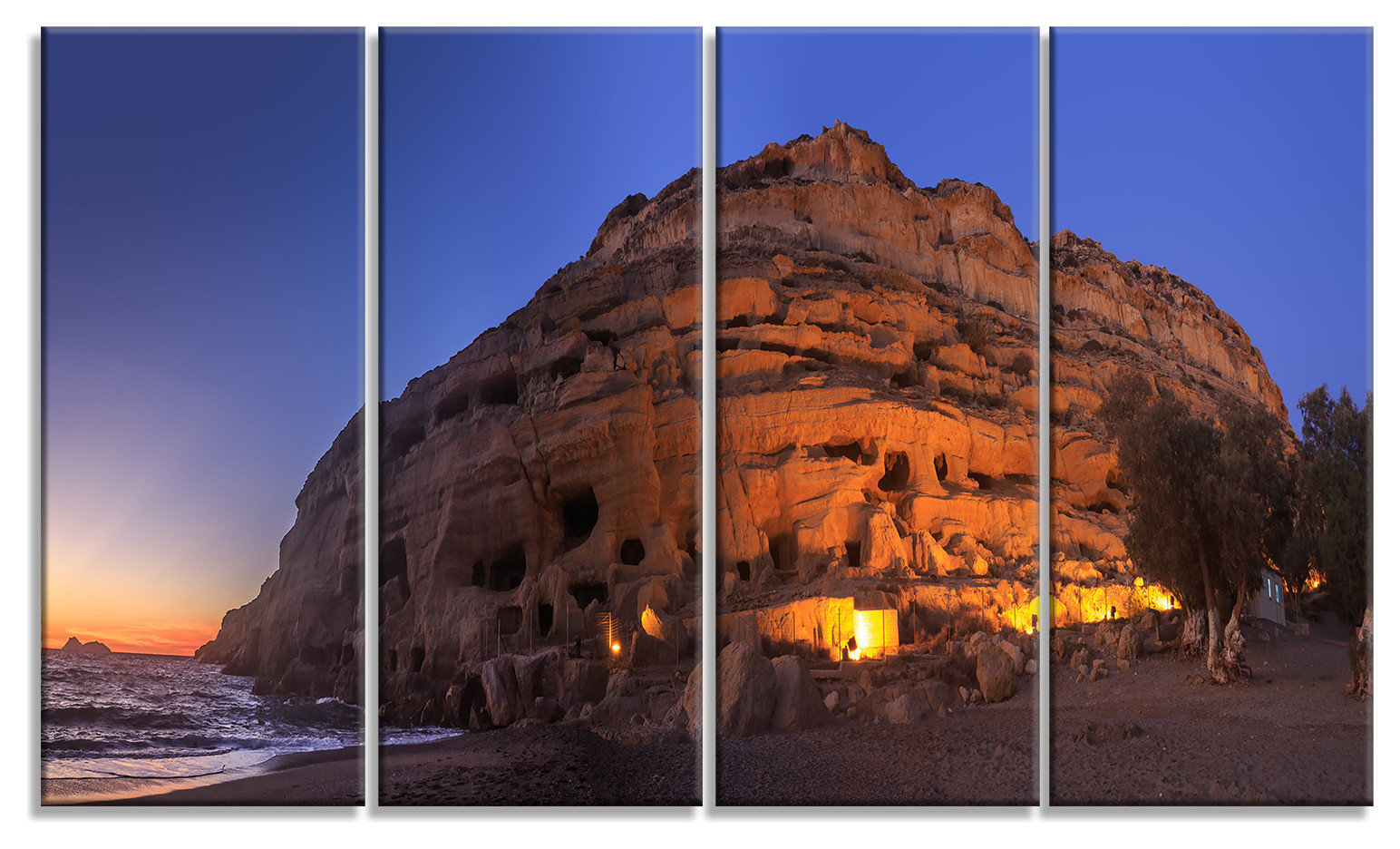 "Sunset on the Matala Beach Greece" Metal Wall Art, 48"x28" - Beach ...