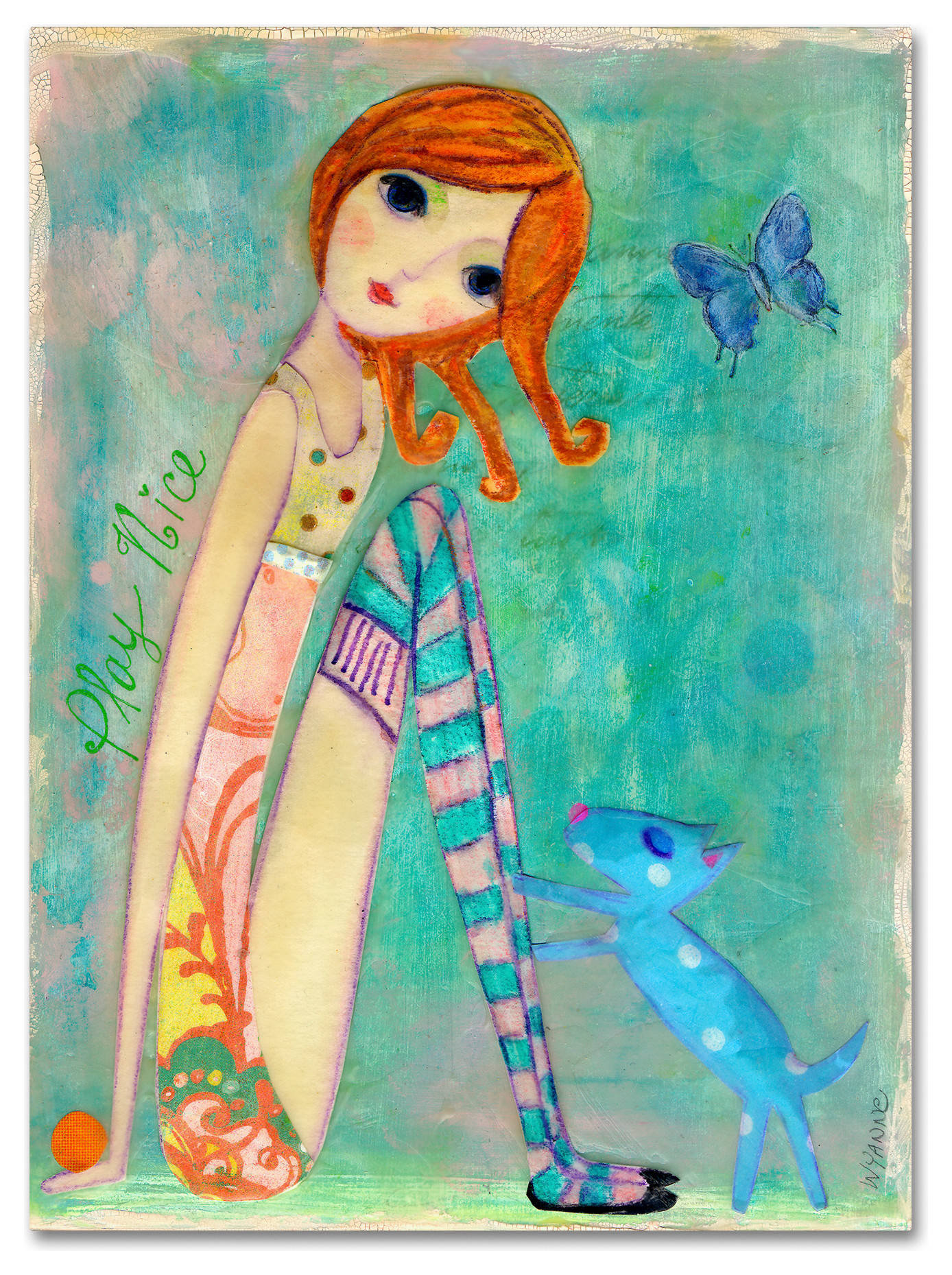 Wyanne 'Big Eyed Girl Play Nice' Canvas Art, 24"x18" - Contemporary ...