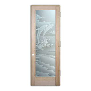 Interior Prehung Door or Interior Slab Door - Dolphins Leaping - Primed ...