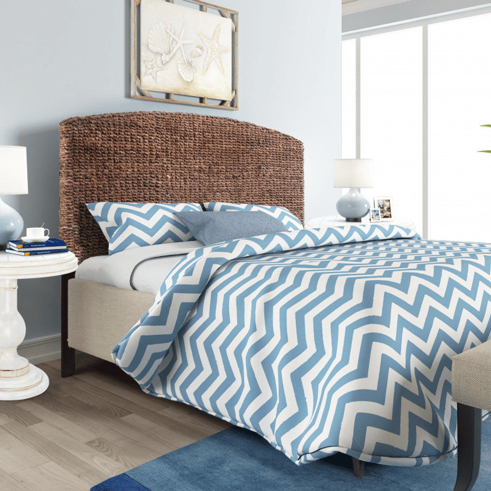 Brown Natural and Rustic Woven Banana Leaf Curved King Size Headboard ...