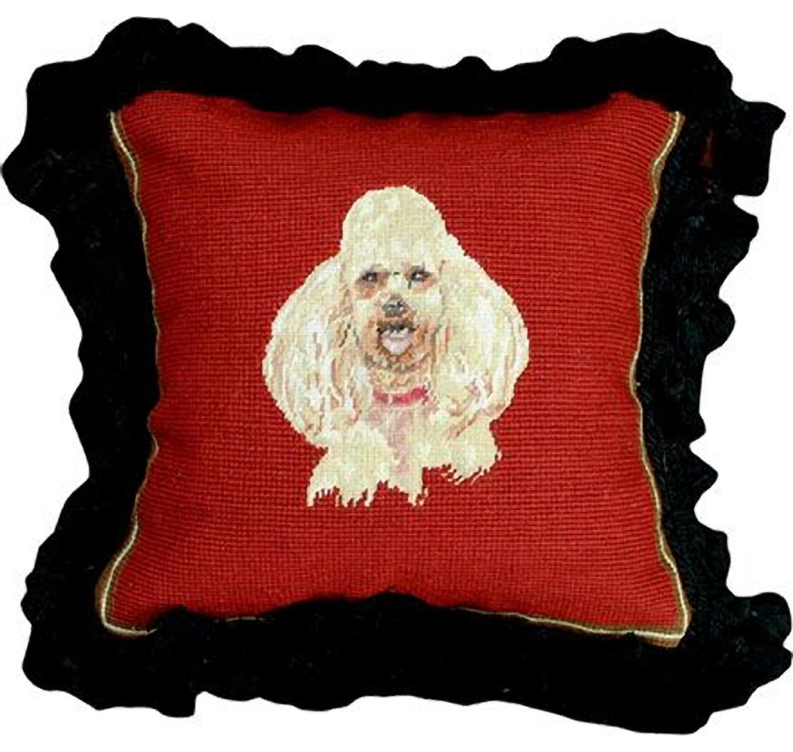 Elegant Needlepoint Poodle Cushion, 12x12 - Contemporary - Decorative ...
