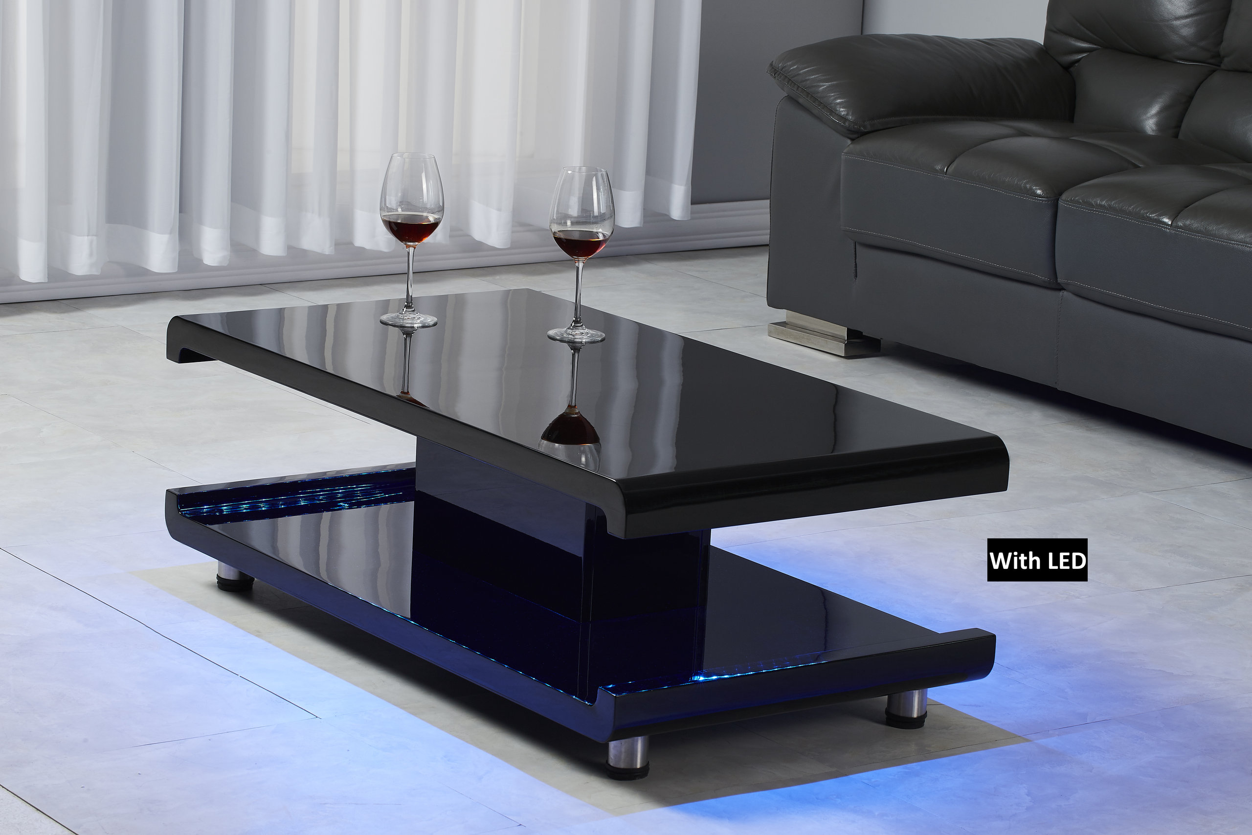 Artiva La Casa II Coffee Table with Remote Multi Color LED, Glossy ...