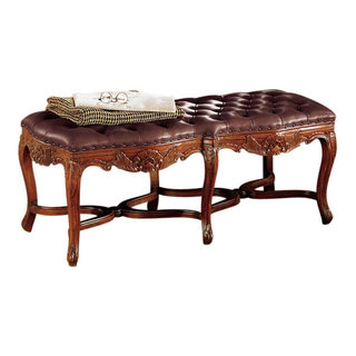 Berkeley Square Leather Bench - Victorian - Accent And Storage Benches ...