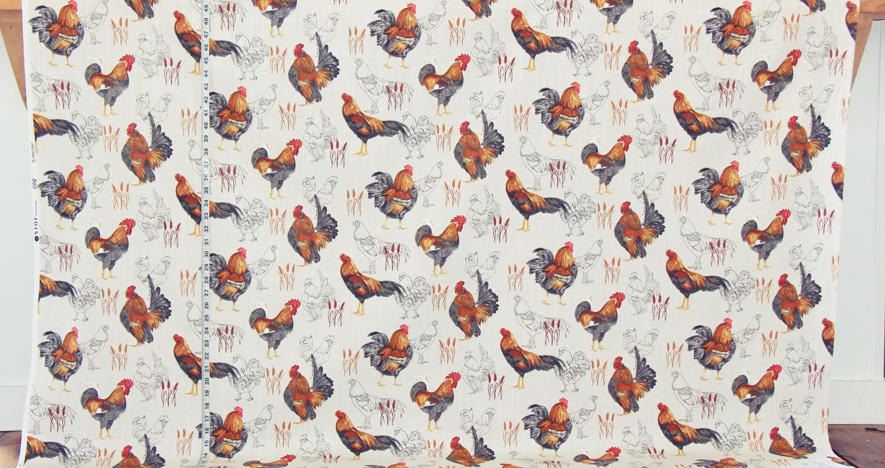 Rooster Toile fabric chicken farmhouse home decorating material ...