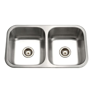 Houzer ED-3108-1 Elite Series Undermount Stainless 50/50 Double Kitchen ...