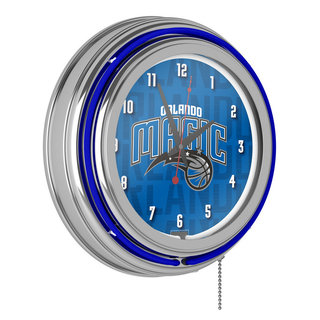 NBA Chrome Double Rung Neon Clock, City, Orlando Magic - Contemporary ...
