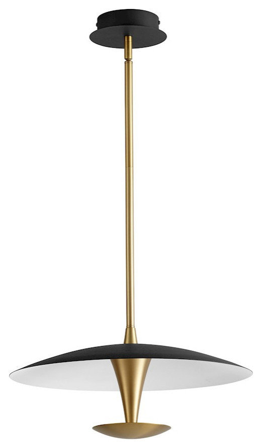 Oxygen Spacely 18" 1-Light LED Pendant 3-646-1540, Black/Aged Brass ...