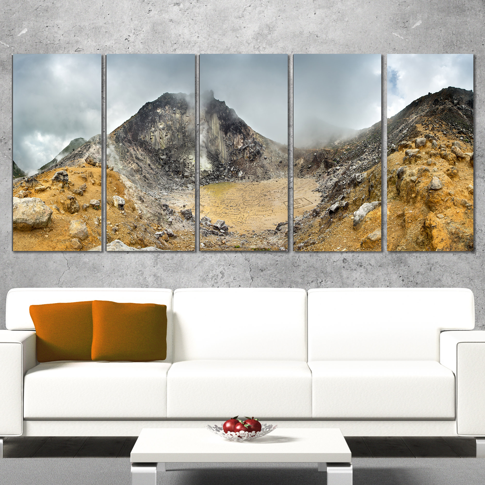 Designart - Volcano Panorama with Dramatic Sky - Landscape Canvas Art ...