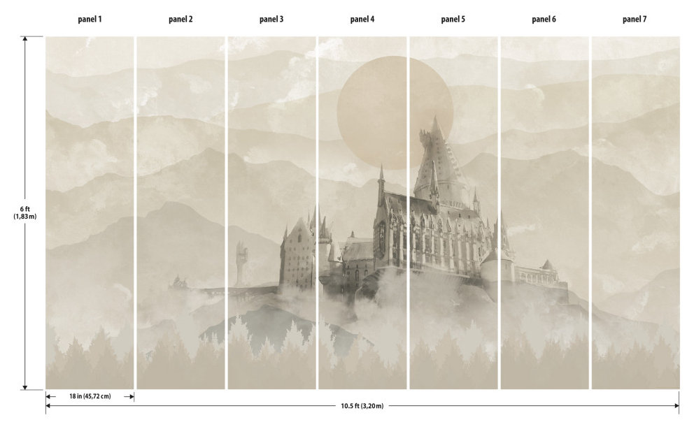 Harry Potter Hogwarts Castle Peel and Stick Mural - Traditional - Wall ...