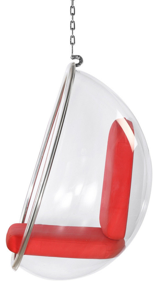 Modern Classics Balloon Hanging Chair, Red, 50"H x 41"W x 32"D ...