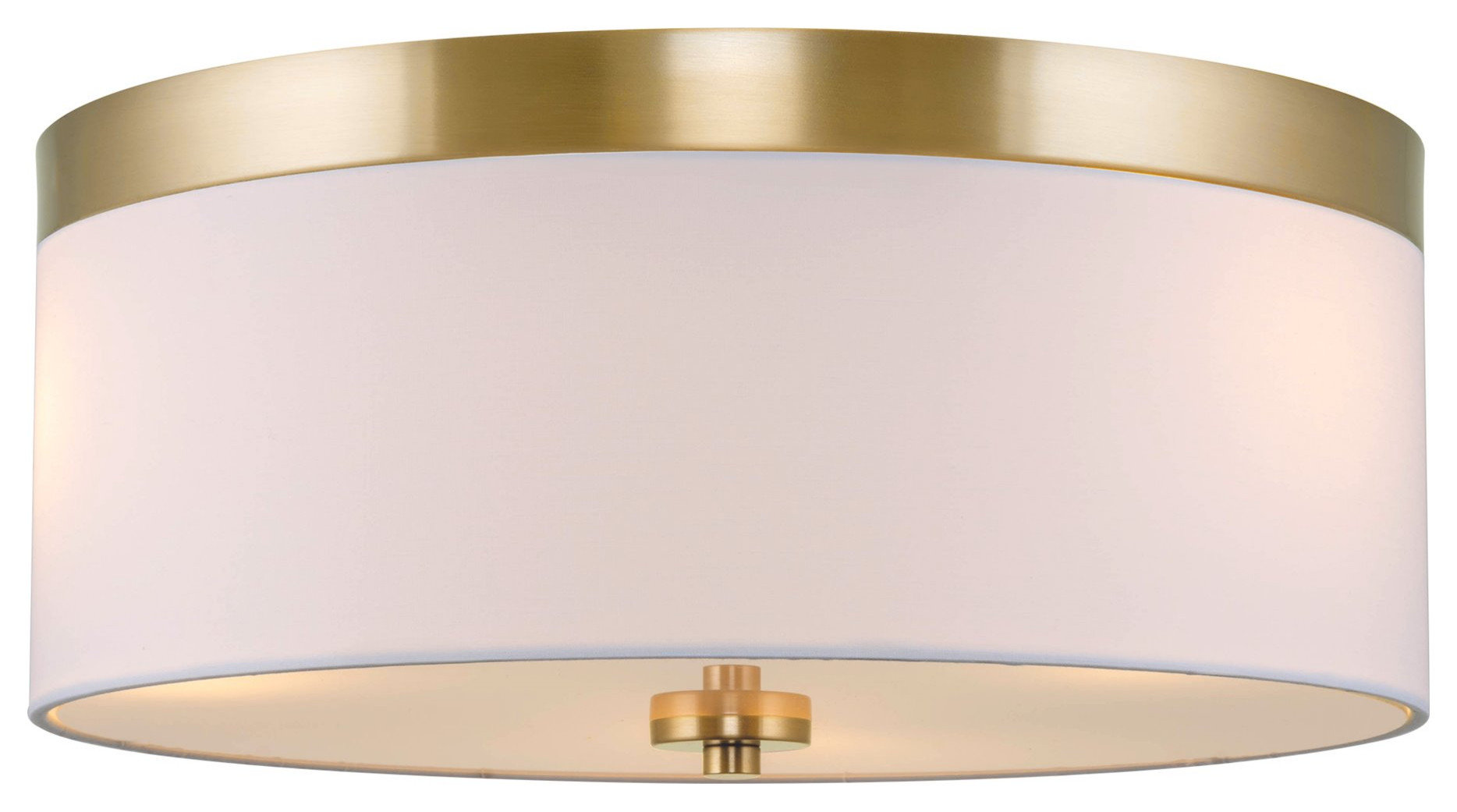 Kira Home Walker 15" Flush Mount Ceiling Light, White Fabric Shade ...