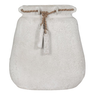 Ecomix, 16"H Vase, Jute Detail, White, 14x4x16 inches - Beach Style ...