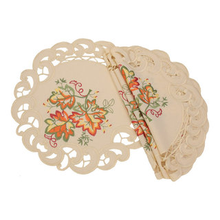 Thankful Leaf Embroidered Cutwork Fall Doilies, Set of 4, 16 ...