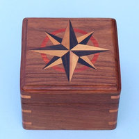 Gimbaled Boxed Compass with Hand Inlayed Compass Rose - Beach Style ...