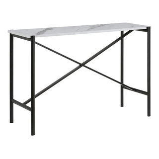 Braxton 46'' Wide Rectangular Console Table with Faux Marble Top in ...