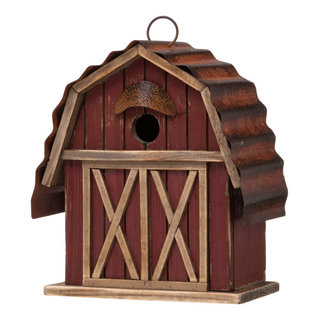 10.25" H Wood Barn Bluebird House for Garden Hand Painted Hanging ...