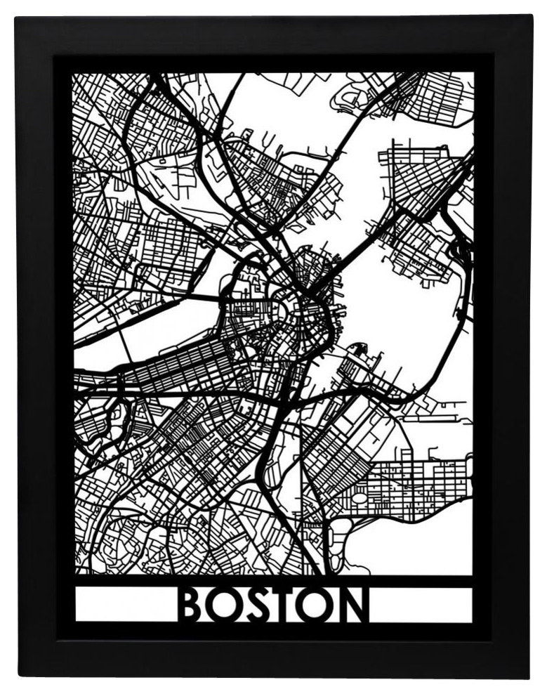 Boston Street Map - Contemporary - Prints And Posters - by Cut Maps | Houzz