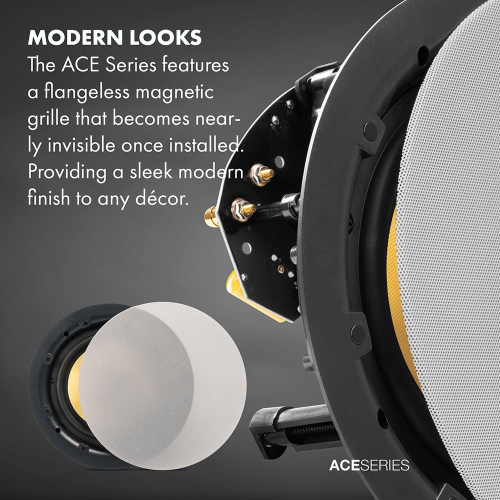 8" 120W Trimless Thin Bezel DVC Dual Voice Coil In-Ceiling Speaker ...