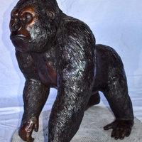 Gorilla Standing on Four Detailed Impressive Bronze Statue 20" x 17" x ...