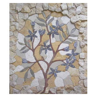 Garden Tree Stone Mosaic, 24" x 28" - Contemporary - Tile Murals - by ...